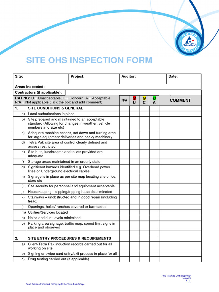 Appendix 4 Site OHS Inspection | PDF | Scaffolding | Personal ...
