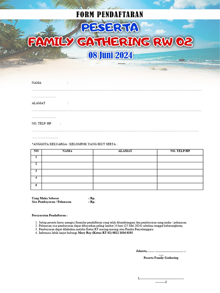 Form Peserta Family Gathering | PDF