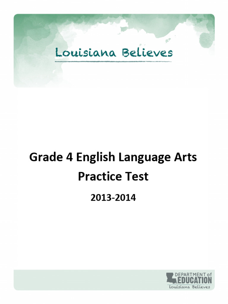 Grade 4 ELA Practice Test Guide | PDF | Chocolate | Multiple Choice