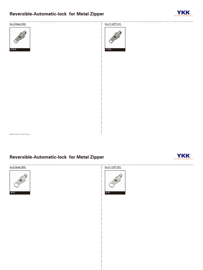 YKK Reversible Automatic Lock | PDF