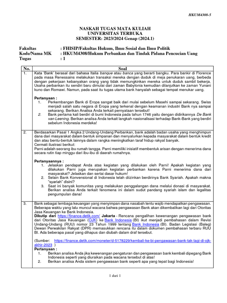 Soal Hkum4308 tmk1 5 | PDF