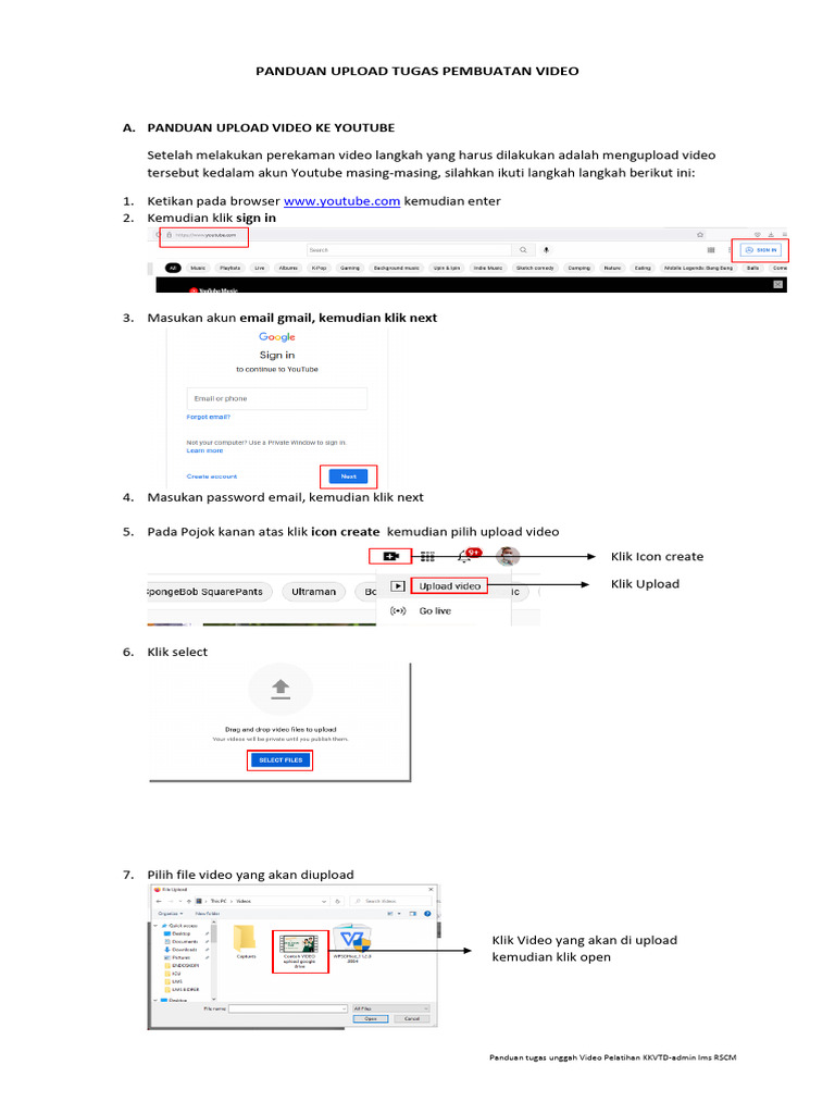 Panduan Upload Tugas Pembuatan Video Pel. KKVTD | PDF