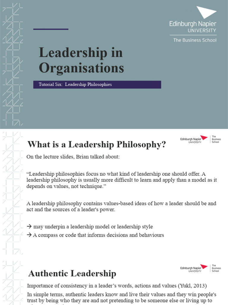 Tutorial 6 - Leadership Philosophies | Download Free PDF | Leadership ...
