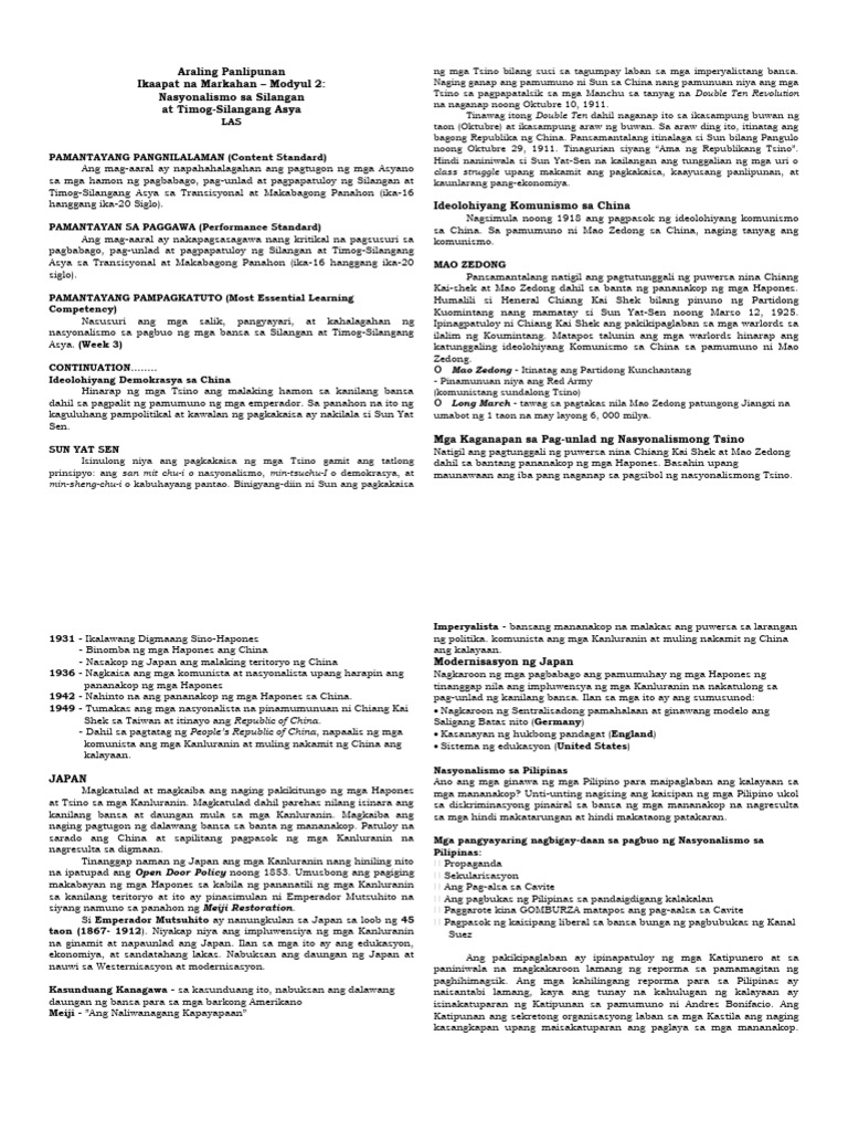 Ap7 LAS 1 Nasyonalismo | PDF