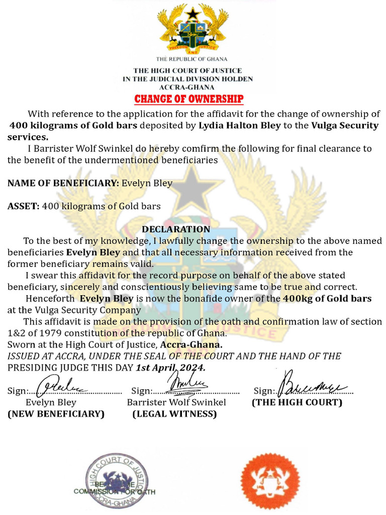 Change of Ownership Cert | PDF