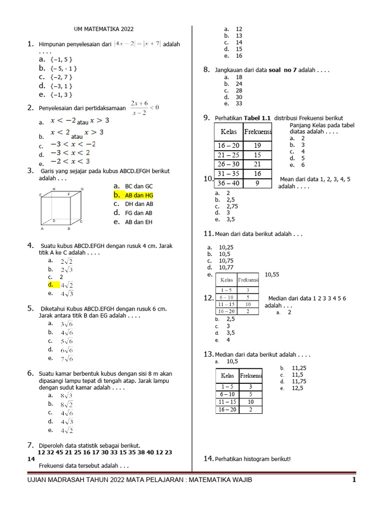 Um Matematika - Wajib | PDF