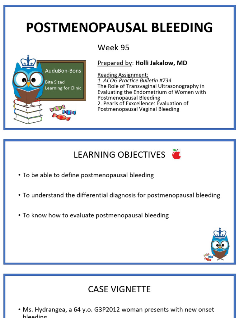 Week 95 - Post Menopausal Bleeding | PDF | Menopause | Human Reproduction