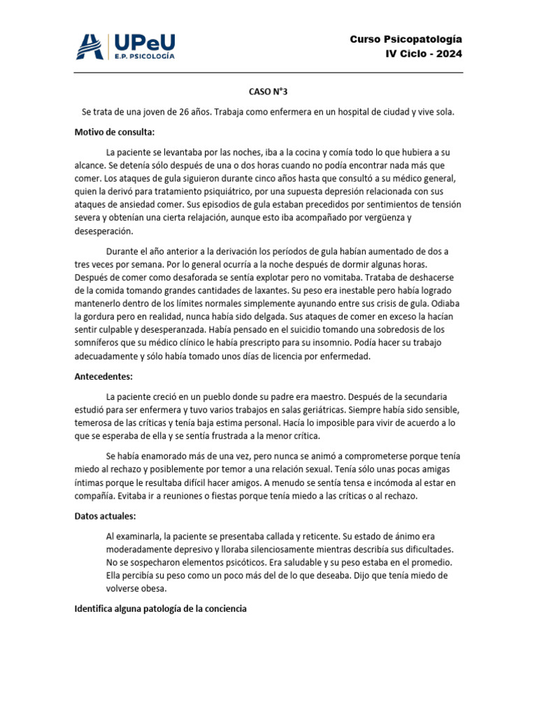 Estudio de Caso N° 3 - Rhjsd9xa4r | PDF | Depresión (estado de ánimo) | Especialidades Medicas