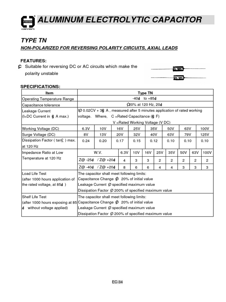 Cosonic [axial non-polar] TN Series | PDF | Capacitor | Electrical Components