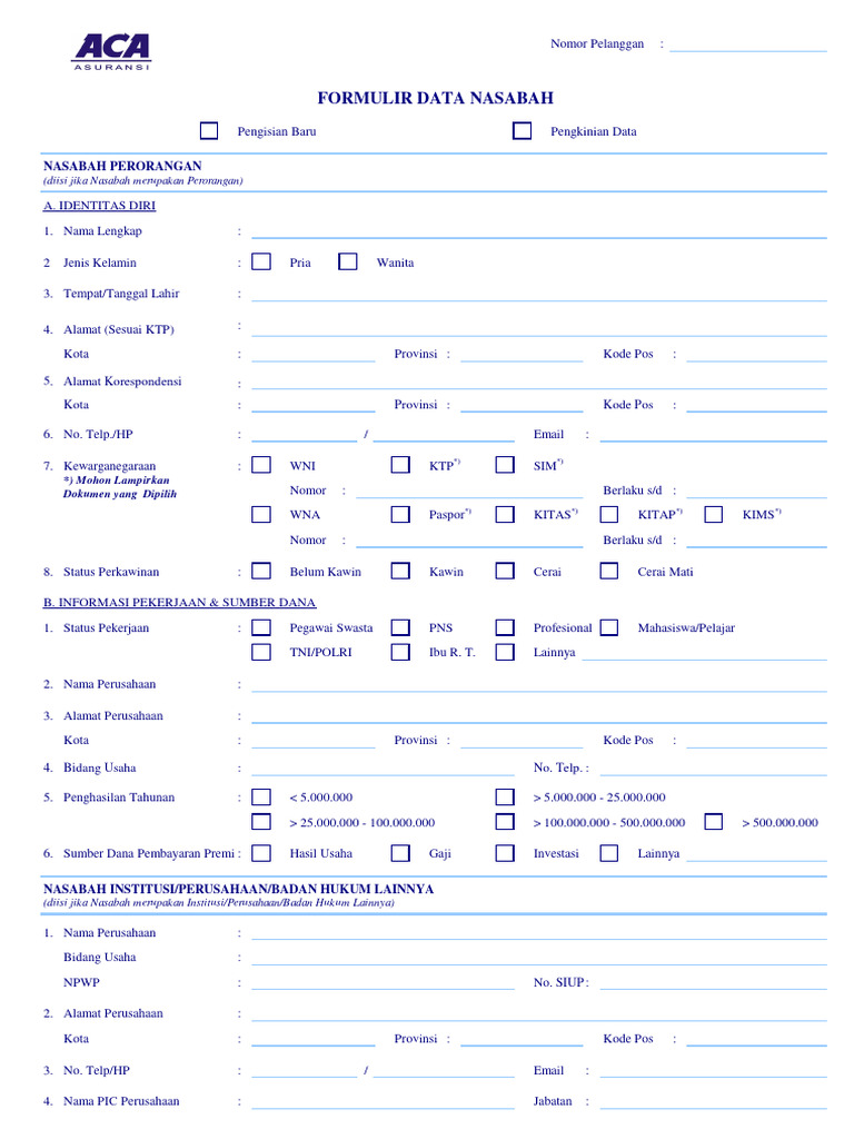 SPPA - Formulir Data Nasabah | PDF