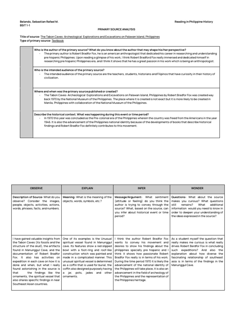 Tabon Man - Primary Source Analysis | Download Free PDF | Philippines ...