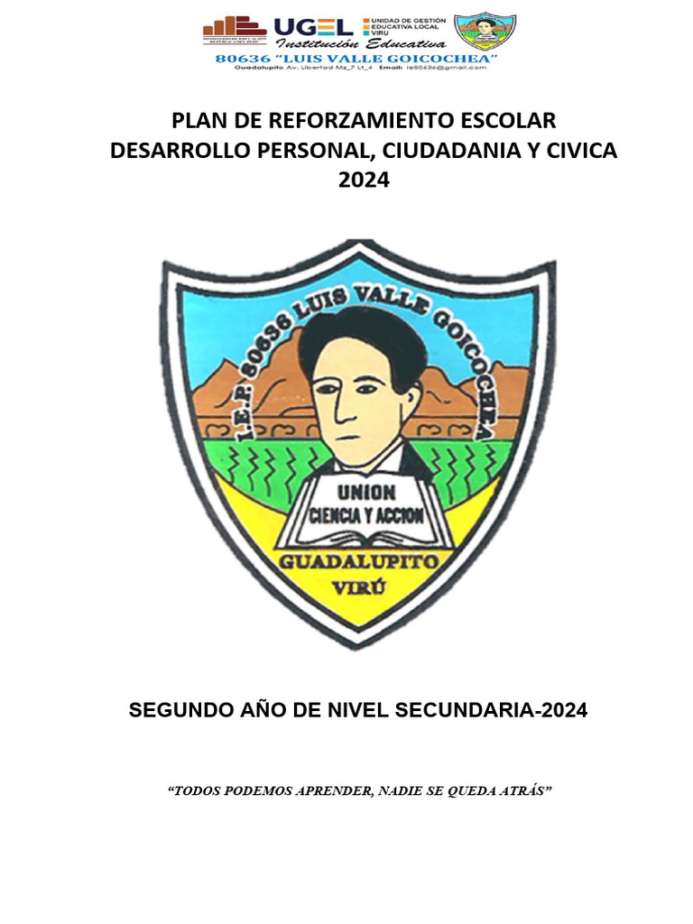 Plan De Refuerzo Escolar 2024 Pdf Evaluación Educación Primaria