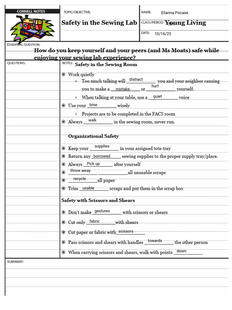 Sewing Lab Safety Guidelines | PDF | Scissors | Sewing Needle