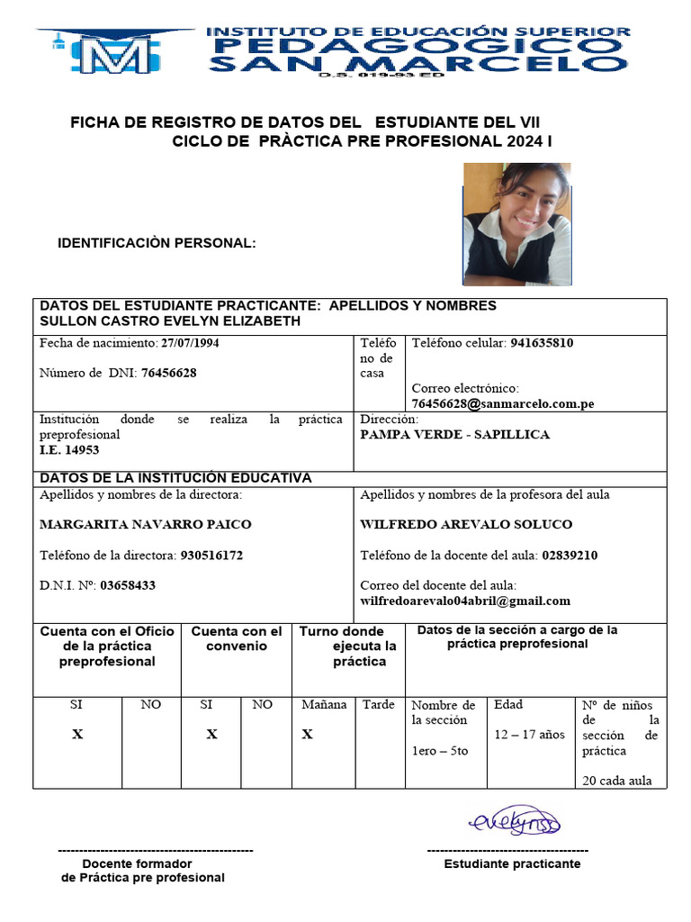 Ficha de Registro de La Pràctica Pre Profesional 2024-1 | PDF | Control de acceso | Gobierno y ...