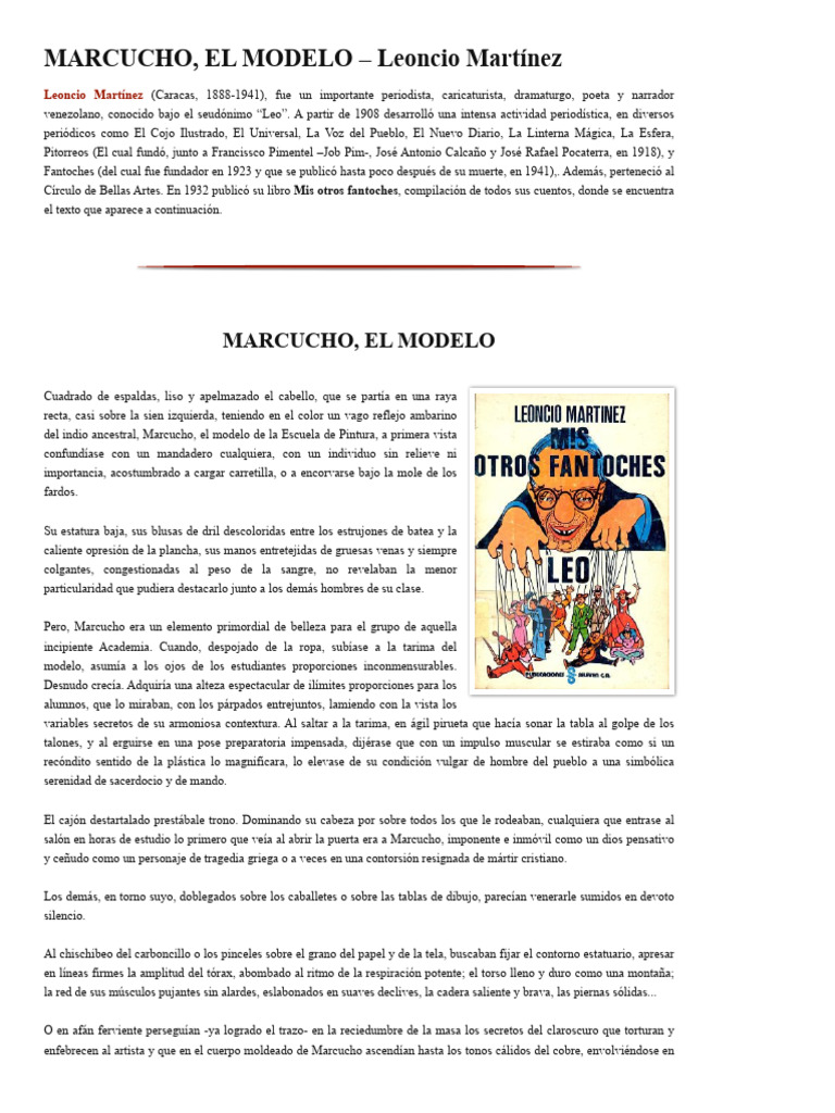 Cuento Marcucho, El Modelo - Leoncio Martínez | PDF | Anatomía