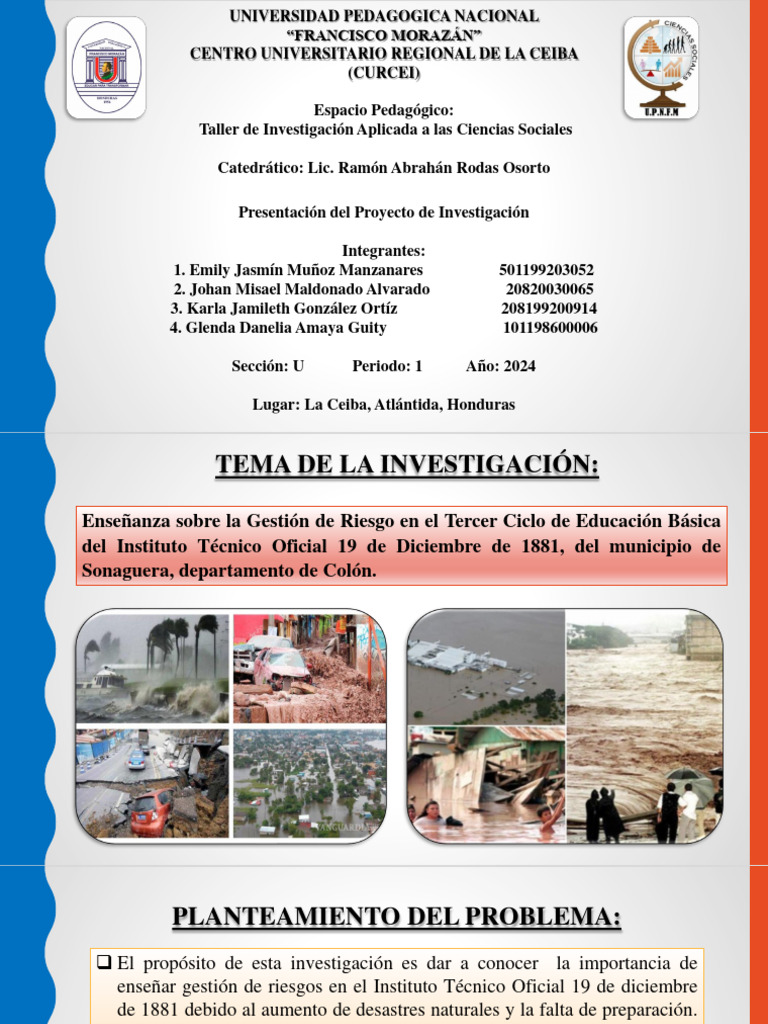 Presentación de Investigación Grupo 2 La Educación y Gestión de Riesgo en La Región Norte de ...