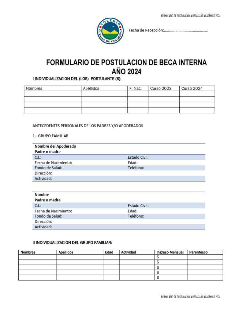 Formulario Becas Académicas 2024 | PDF | Pensión alimenticia