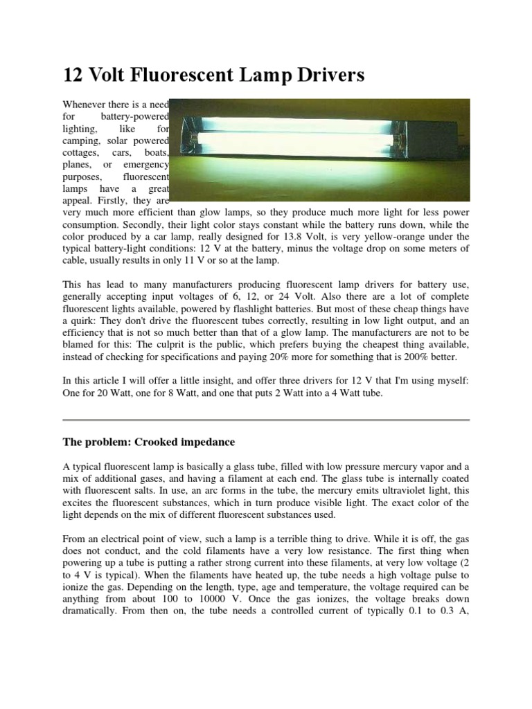 12 Volt Fluorescent Lamp Drivers | PDF | Vacuum Tube | Fluorescent Lamp