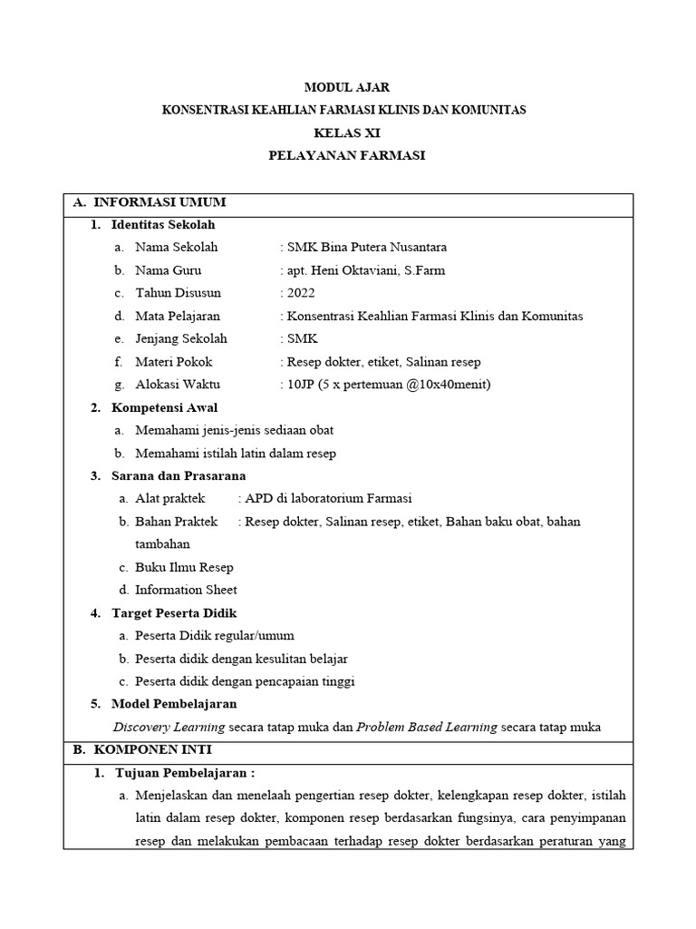Modul - Pefar Resep, Salinan Resep, Etiket | PDF | Pengembangan Diri ...