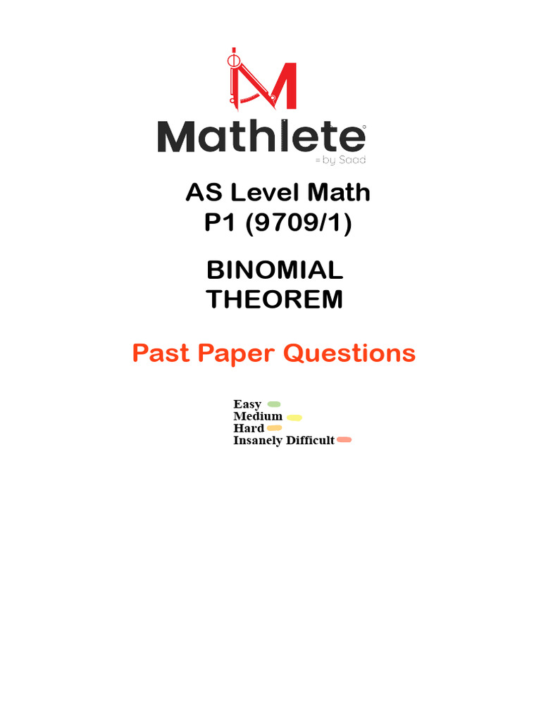 Binomial Theorem Past Paper Questions | PDF | Mathematics | Algebra Binomial Theorem Past Paper Questions | PDF | Mathematics | Algebra