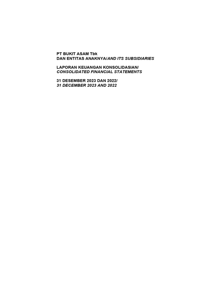 Laporan Keuangan PT Bukit Asam 2023 | PDF