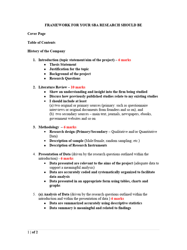 Framework For Your SBA Research Should Be | PDF | Data | Statistics
