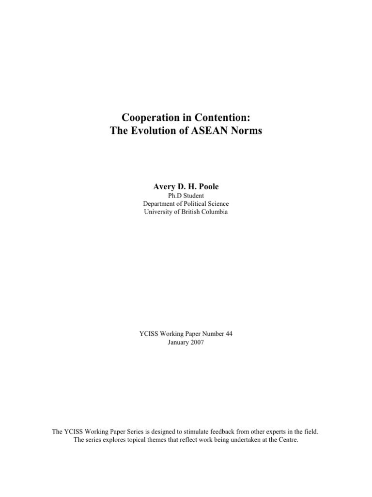 Cooperation in Contention The Evolution of ASEAN Norms | PDF