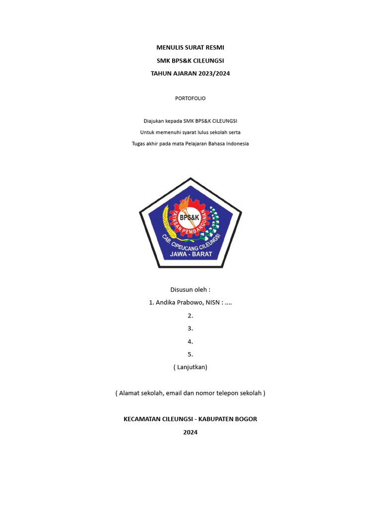 Portofolio Menulis Surat Resmi | PDF