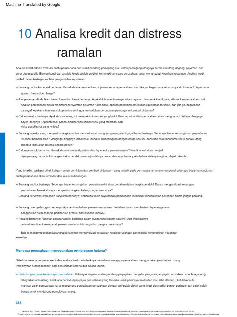 Chapter10-Analisis Kredit Dan Prediksi Bencana - Translate | PDF | Pengelolaan Keuangan & Uang