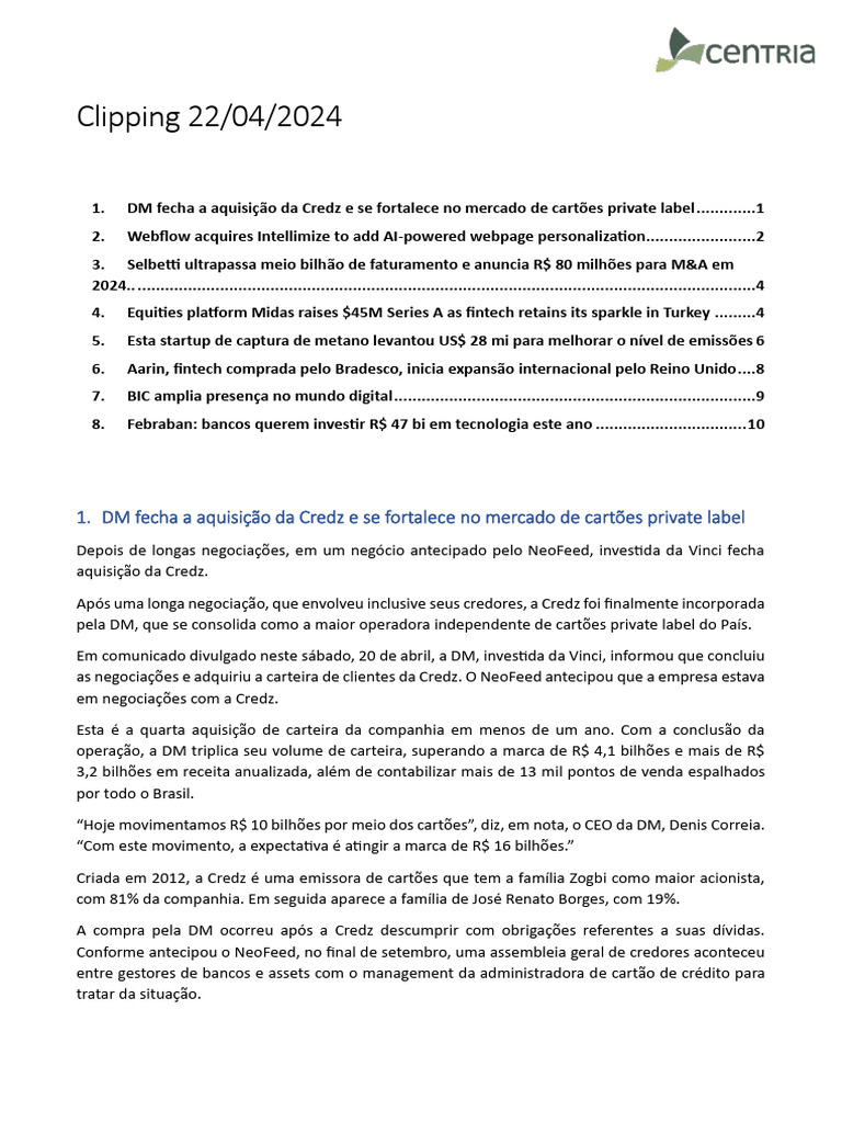 DM Acquires Credz, Expands Card Market | PDF | Stock Market ...
