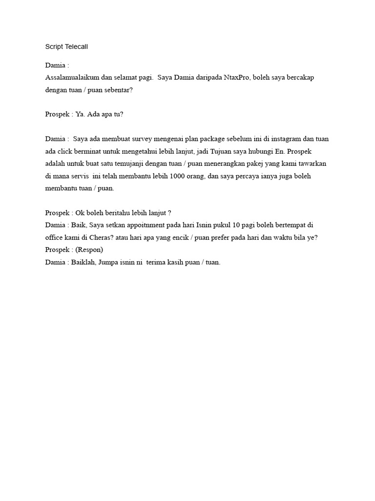 Script Telecall Dan Whatsapp | PDF