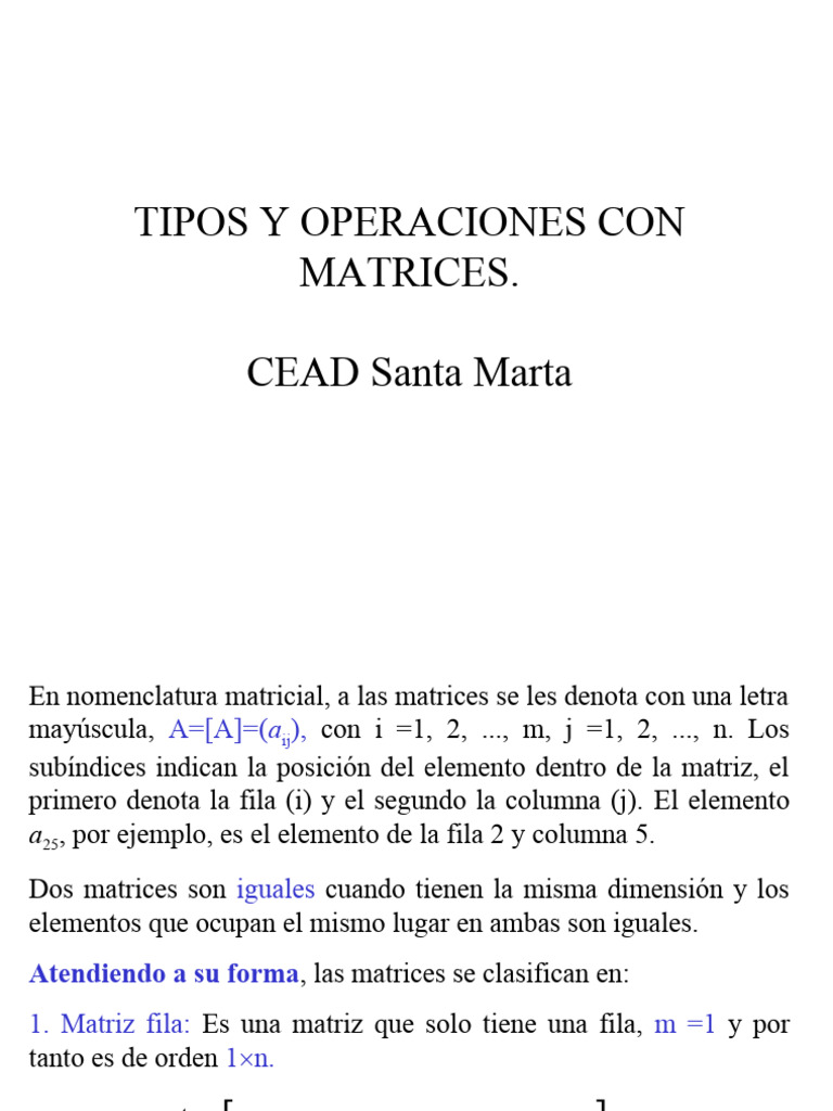 Operaciones Con Matrices. | PDF | Matriz (Matemáticas) | Matemáticas
