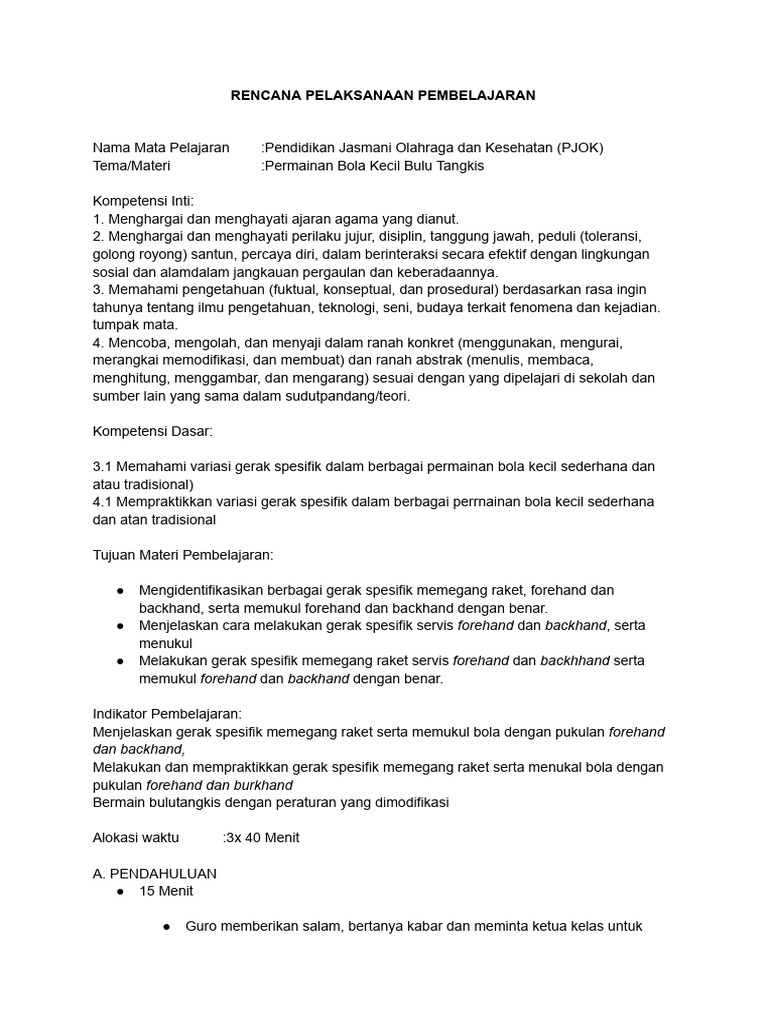 Anggi RPP Bulutangkis - 058-1 | PDF | Seni | Teknologi & Rekayasa