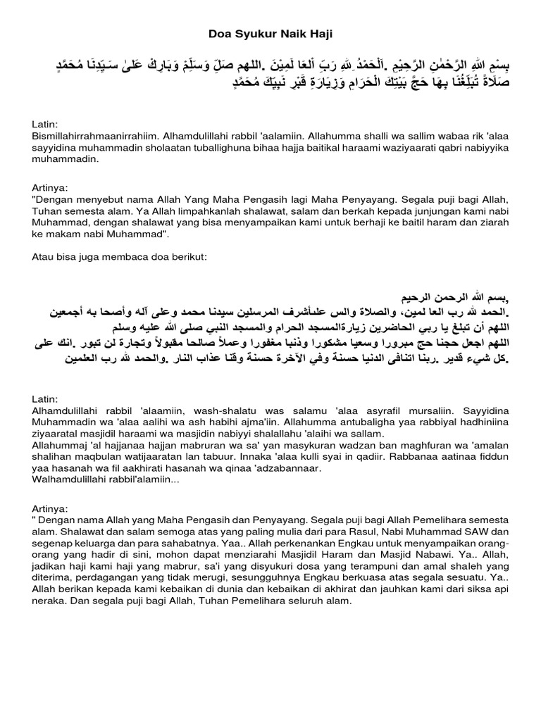 Doa Syukur Naik Haji | PDF