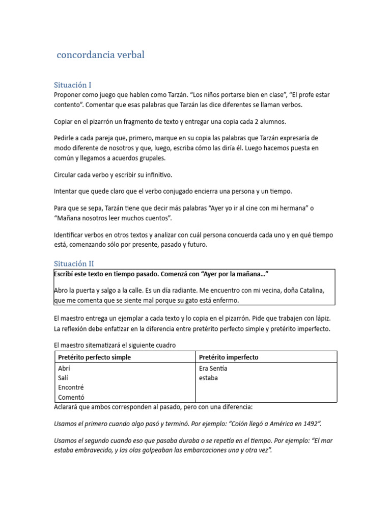 Concordancia Verbal | PDF | Verbo | Morfología Lingüística