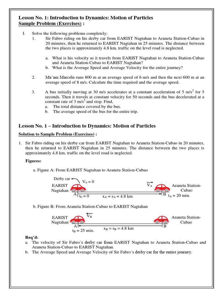 Lesson No.1.Exercises.dynamics of Rigid Bodies.motion of Particles.apr2024 | PDF | Acceleration ...