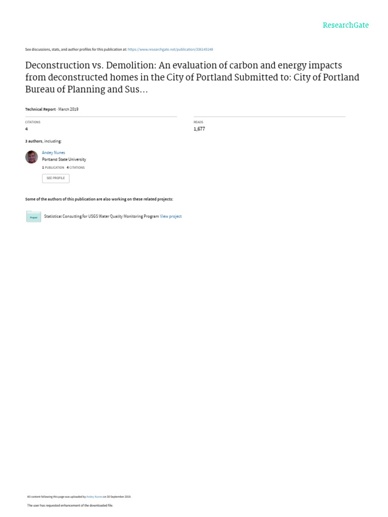 Deconstruction Report | PDF | Lumber | Recycling