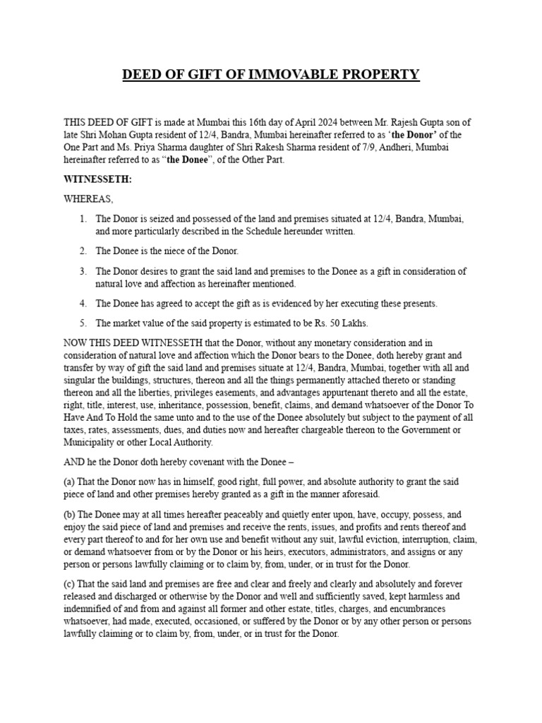 Gift Deed | PDF | Property Law | Private Law