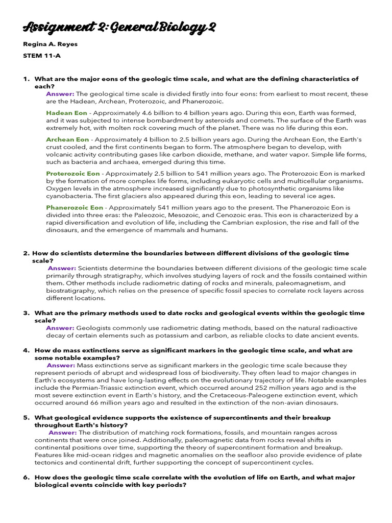 Assignment 2 | PDF | Stratigraphy | Geologic Time Scale
