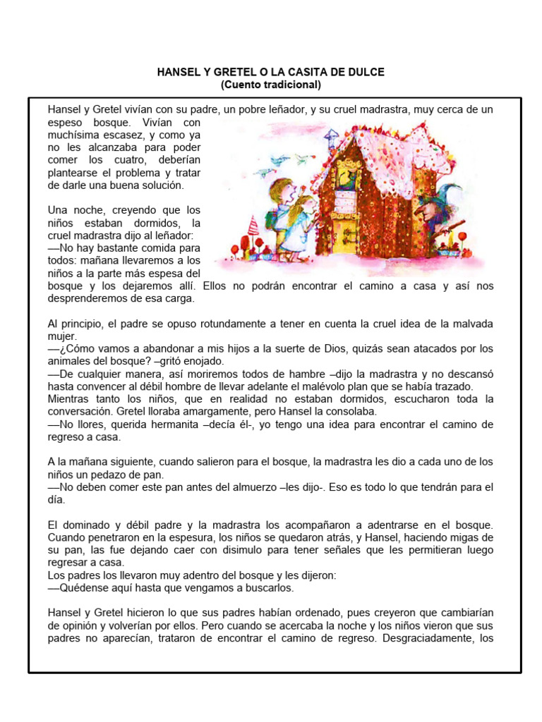 gt1d_5Basico U3 Lectura Hansel y Gretel | PDF | Hansel y Gretel | Cuentos