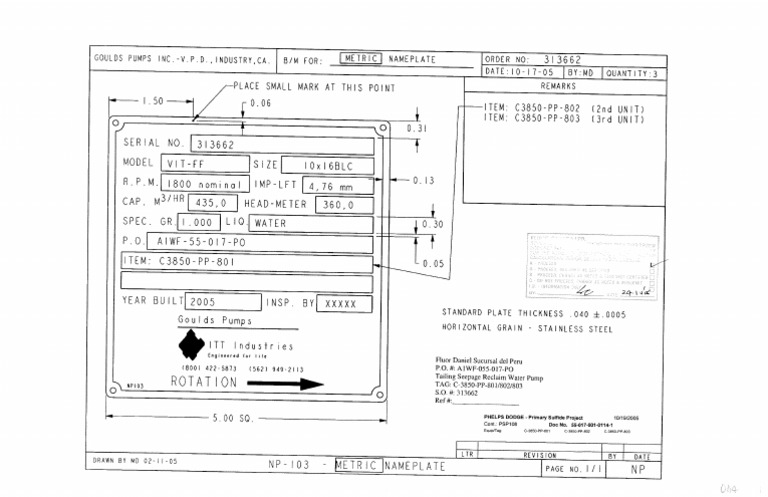 55-017-001-0114-1 Nameplate | PDF