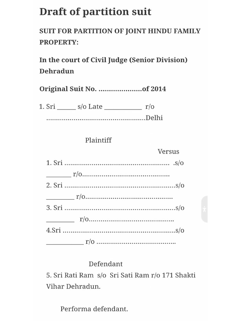 Draft Partition | PDF
