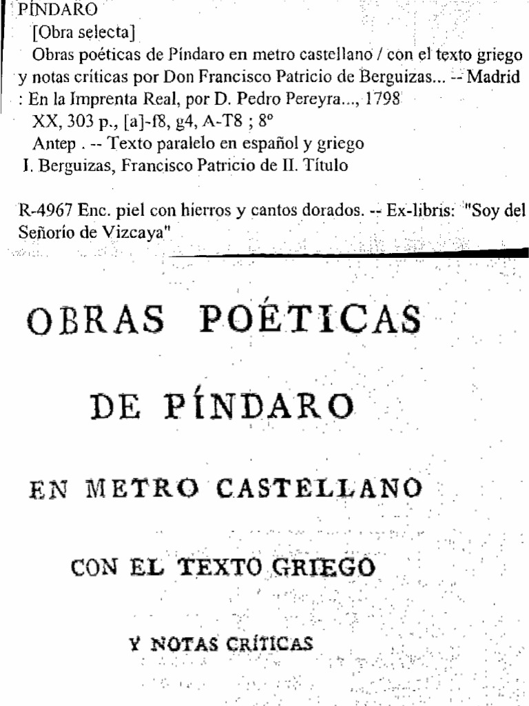 Obras poéticas de Píndaro en español | PDF | Arte | Poesía