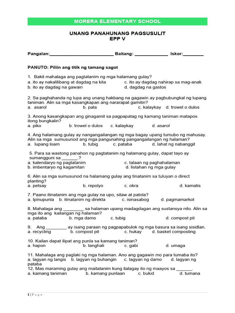 PT Epp-Agri 5 Q1 | PDF