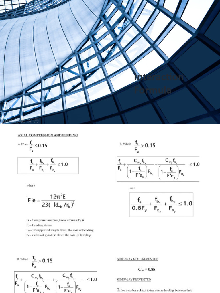Interaction Formula For Combined Axial and Bending | PDF | Bending | Structural Engineering