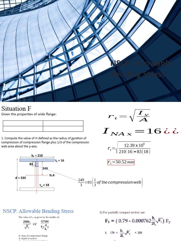 NSCP Allowable Bending Stress | PDF | Bending | Beam (Structure)