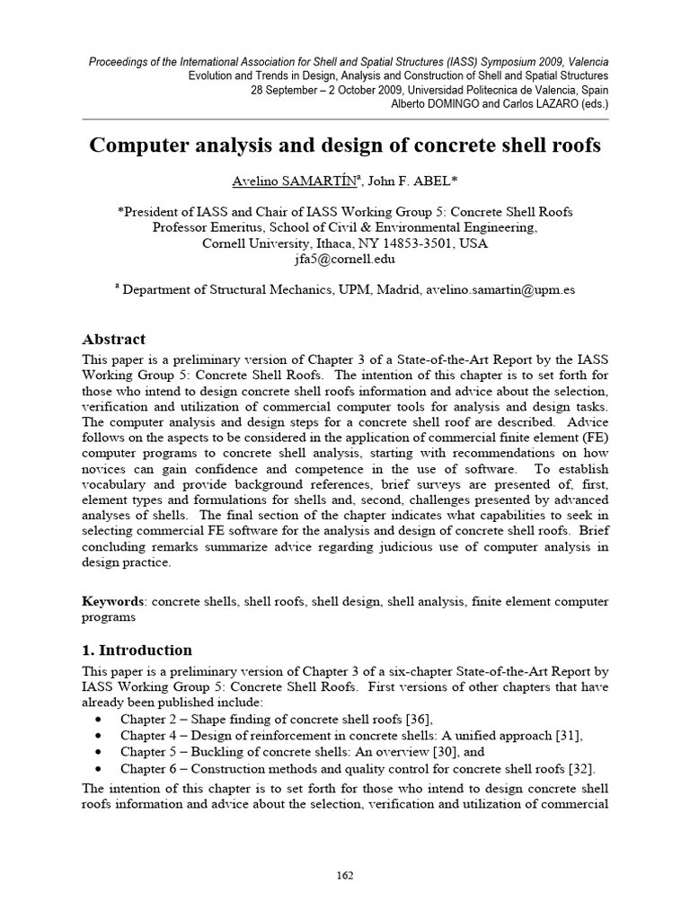 A. San Martin - Computer Analysis and Design of Concrete Shell Roofs | PDF | Stress (Mechanics ...
