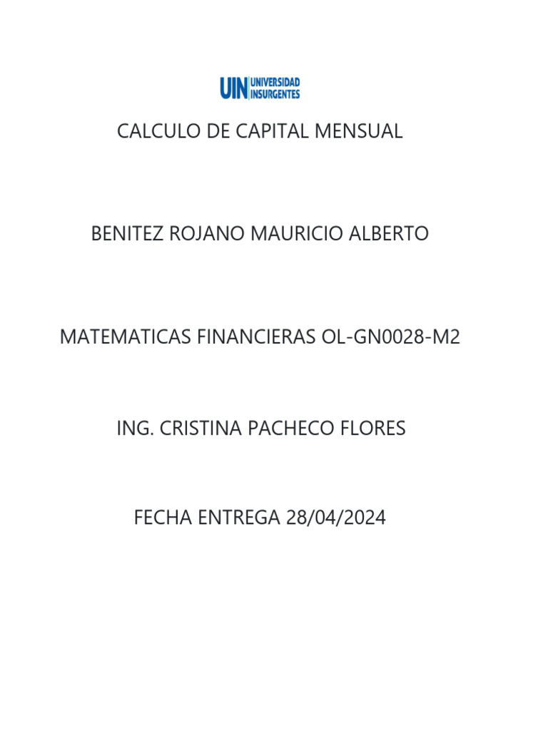 Benitez Mauricio Calculo Capital | PDF Benitez Mauricio Calculo Capital | PDF