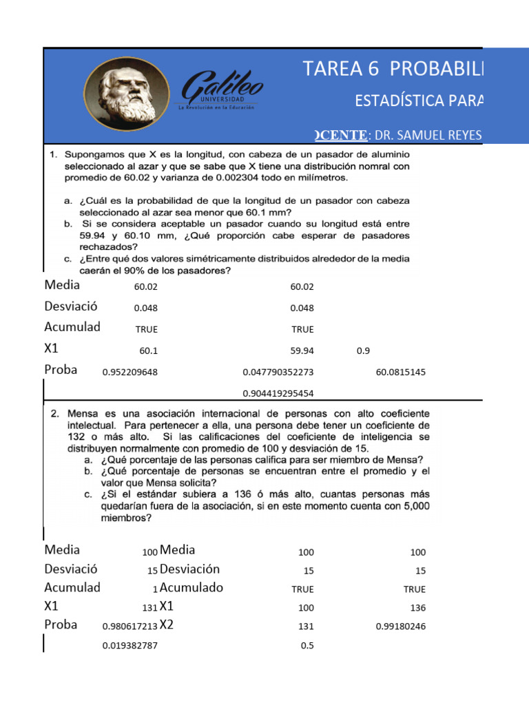 Tarea 6 Probabilidad Normal | PDF