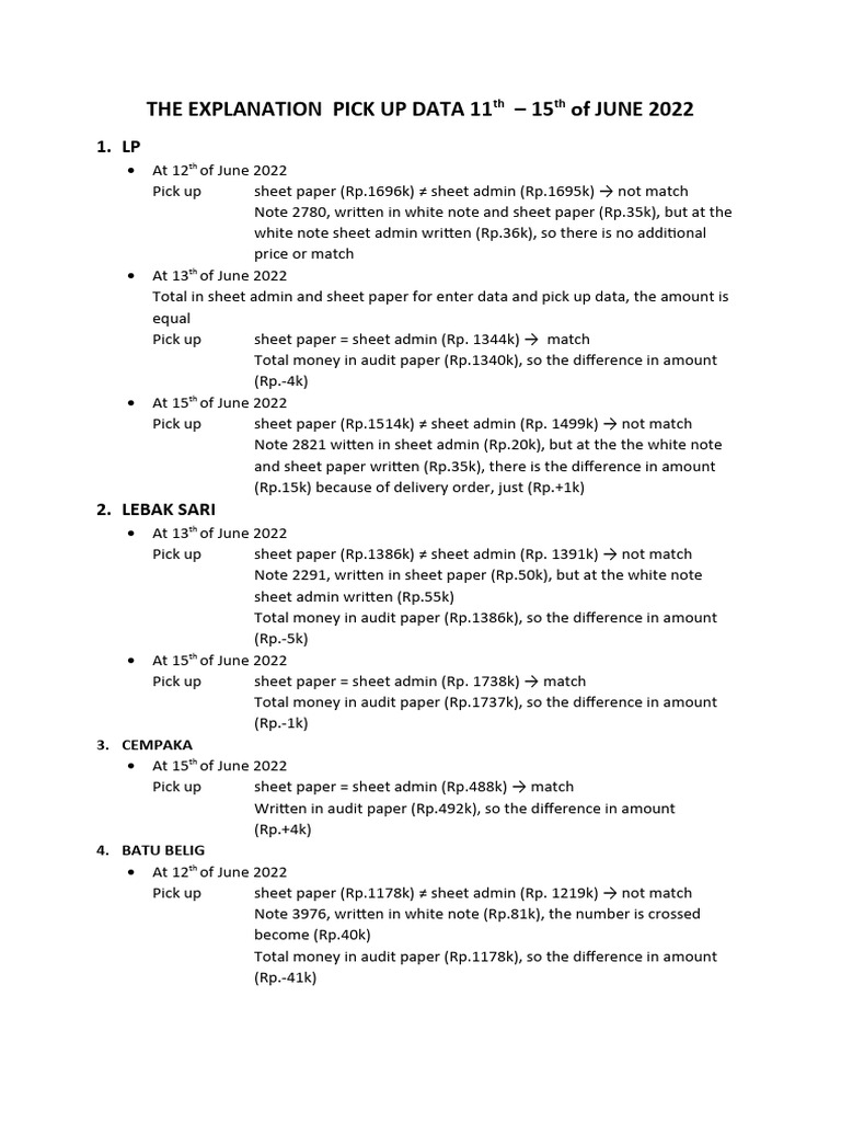 THE EXPLANATION DATA PICK UP 11th-15th June 2022 | PDF | Biodegradable Materials | Resource ...